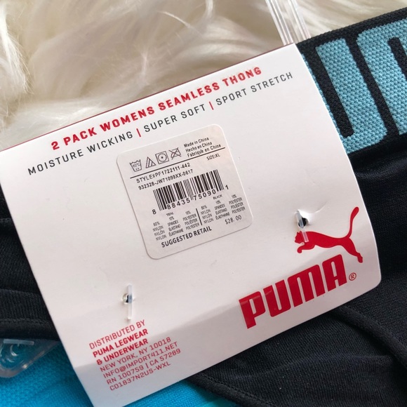 Puma | Intimates & Sleepwear | Nwt 2 Pack Puma Seamless Thong Tealblack ...